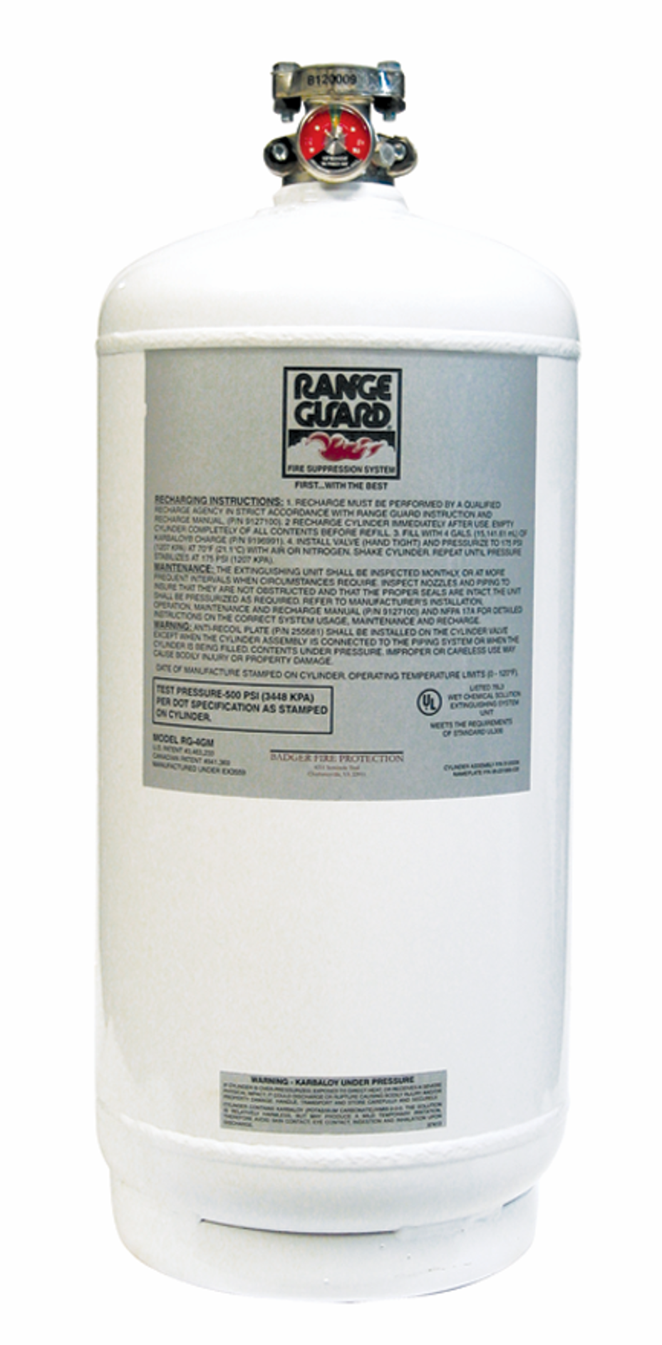 Range Guard 4 Gallon Medium Cylinder/Valve Assembly – Fire Equipment ...